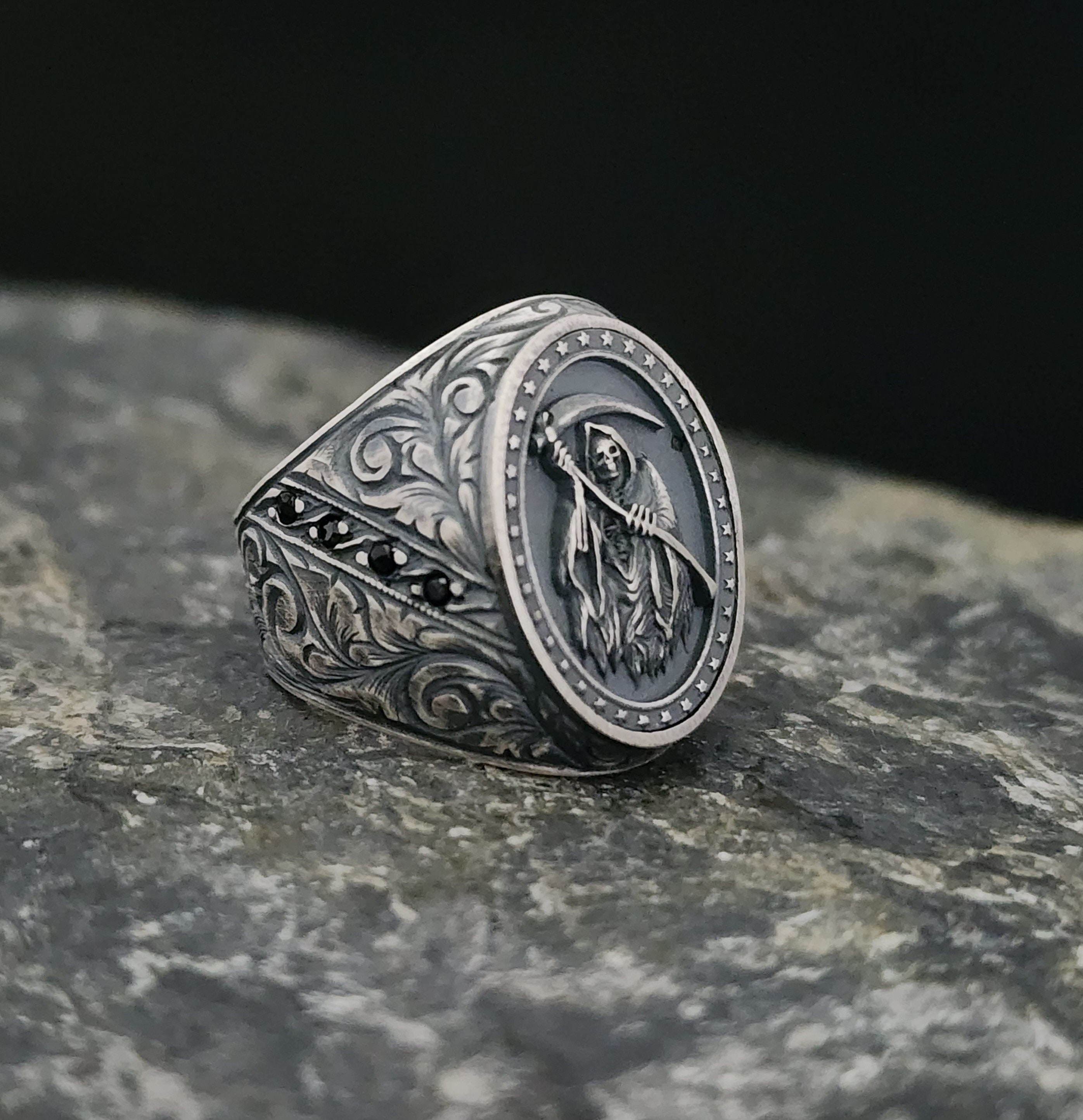 Grim Reaper Skull Ring925 Sterling Silver Skull Ringmen - Etsy