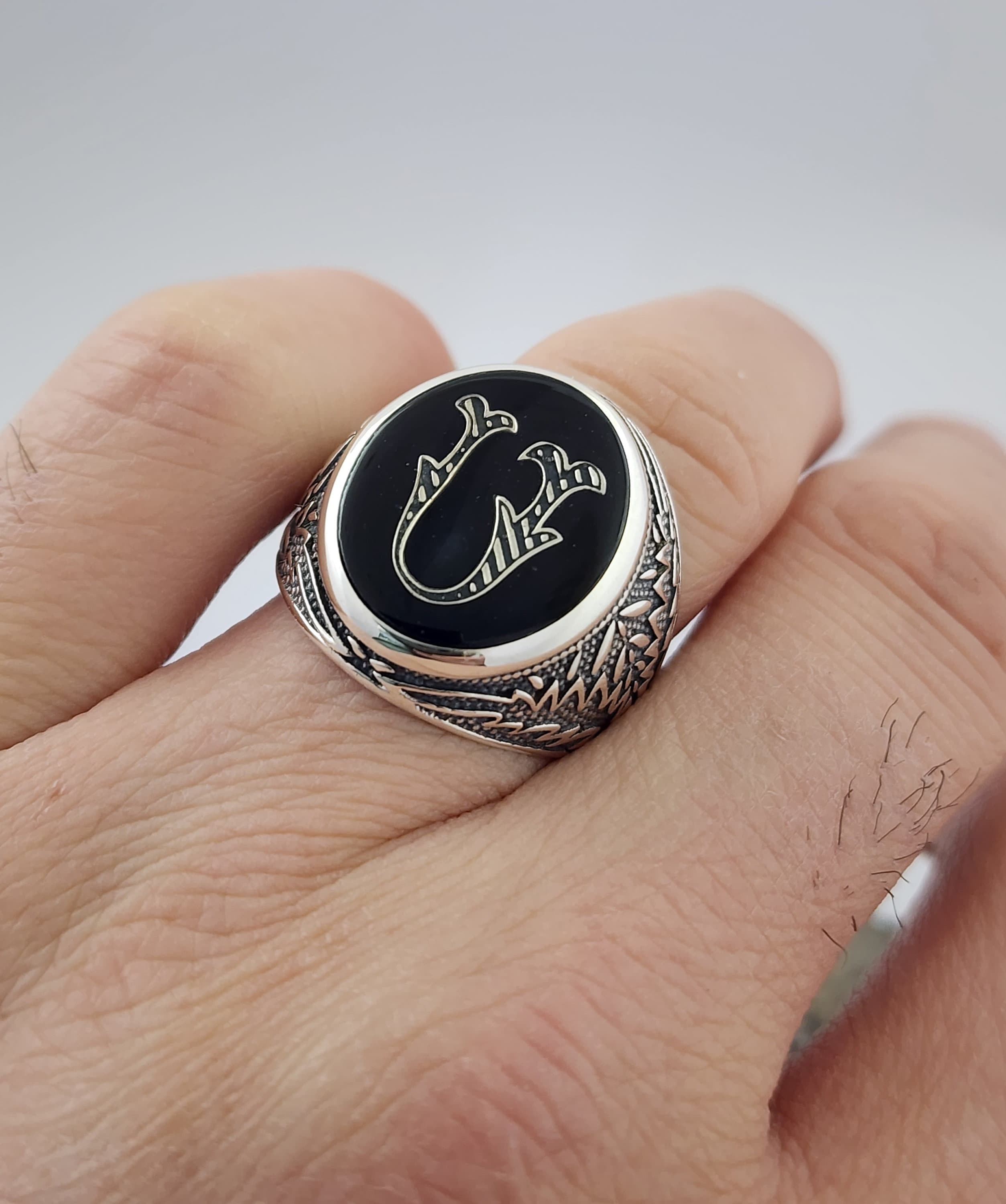 Signet Ring Initial Engraved Signet Ring Initial Men's Ring Letter Ring ...