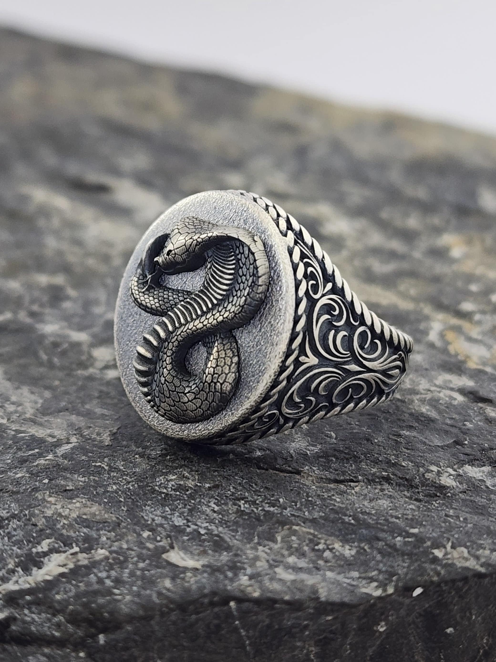 Sterling Silver Cobra Snake Men's Ring,handmade Sterling Silver Ring ...