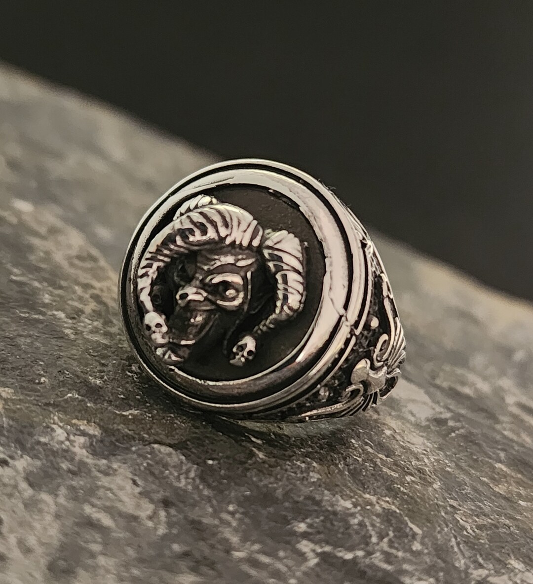 Hand Sculpted Jester Clown Ring: Oxidized Sterling Silver Skull - Etsy