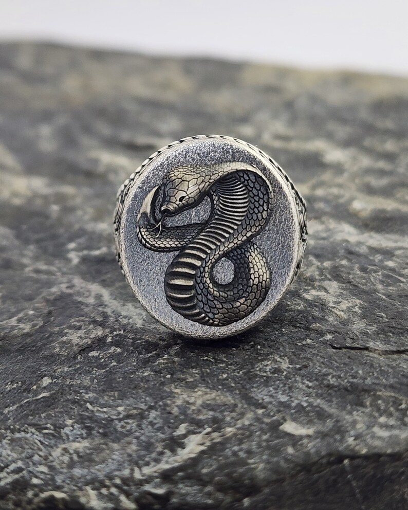 Sterling Silver Cobra Snake Men's Ring,handmade Sterling Silver Ring ...