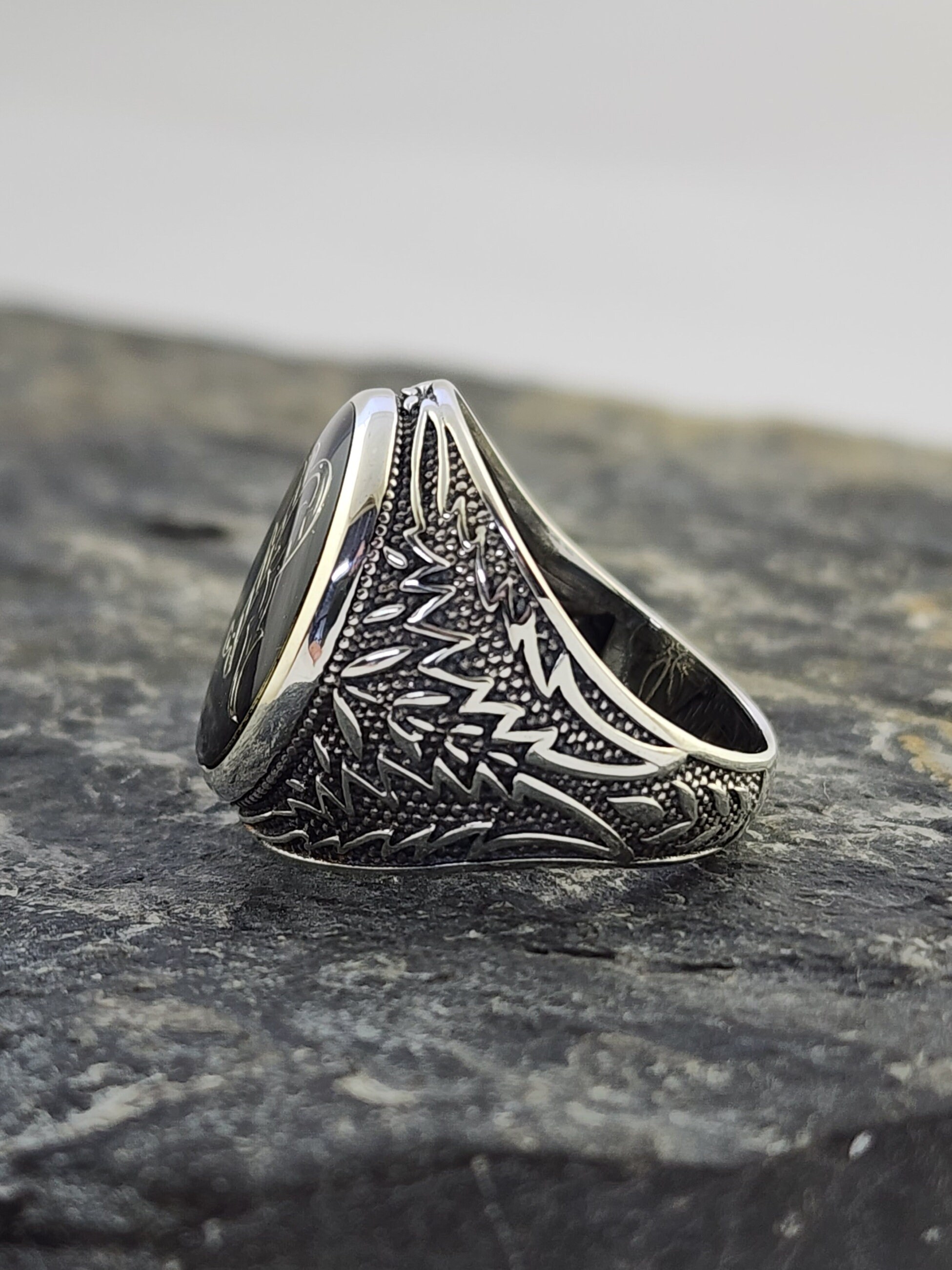 Signet Ring Initial Engraved Signet Ring Initial Men's Ring Letter Ring ...