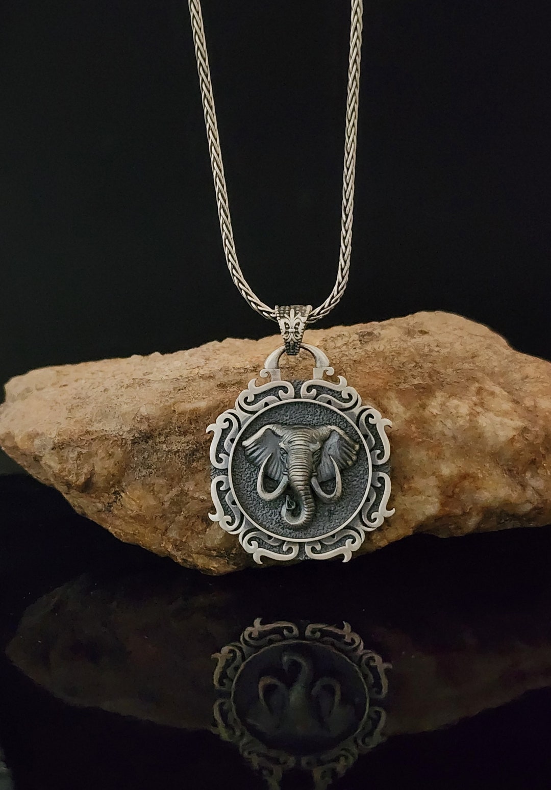 Sterling Silver Mammoth Pendant Necklace: Oxidized Ice Age Jewelry - Etsy
