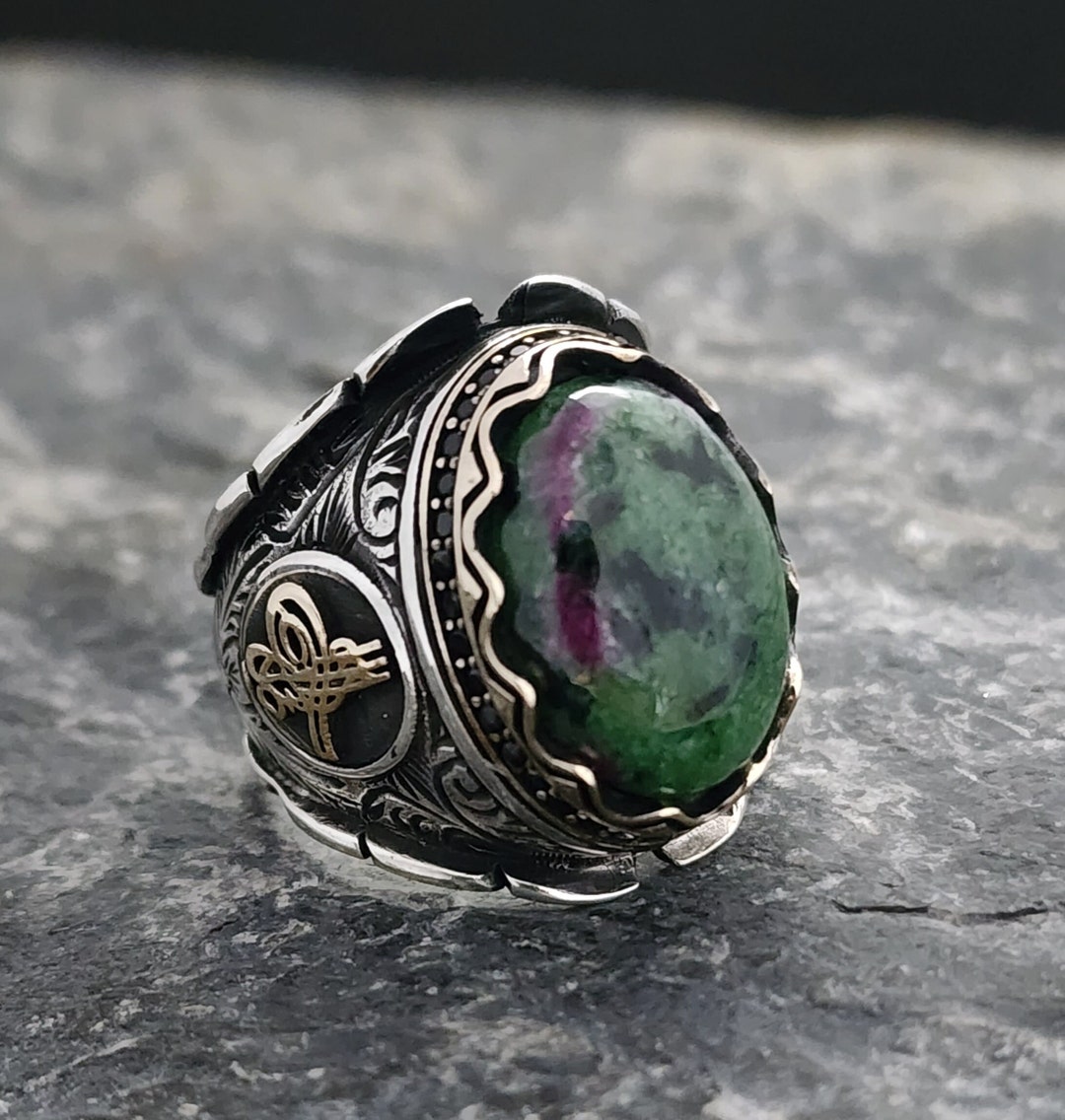 Zoisite Ring Mens, Ruby Zoisite Ring Silver, Ruby Zoisite Stone ...
