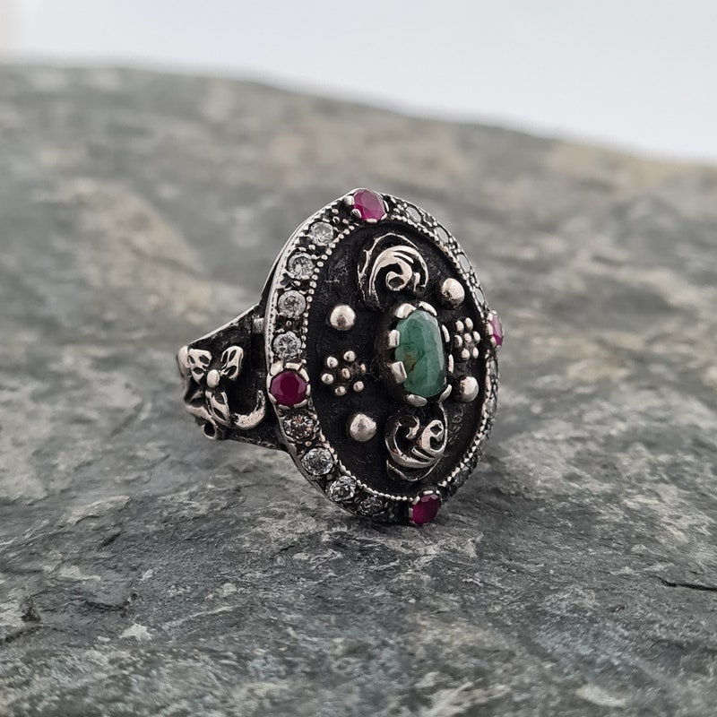 Ruby Emerald Ring - Etsy