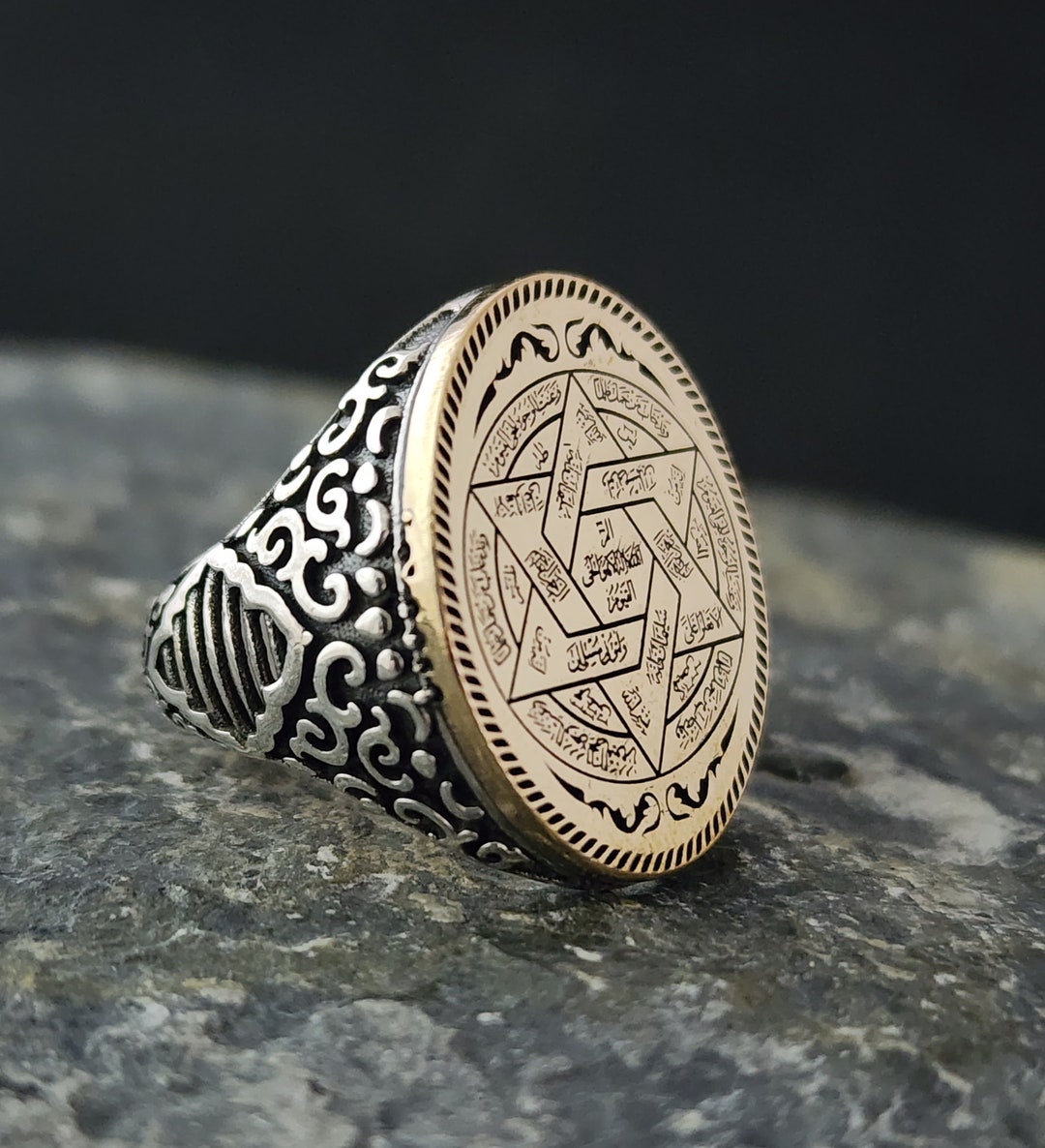 Star of David Ring With Arabic Pray,jewish Ring,seal of Solomon Ring ...