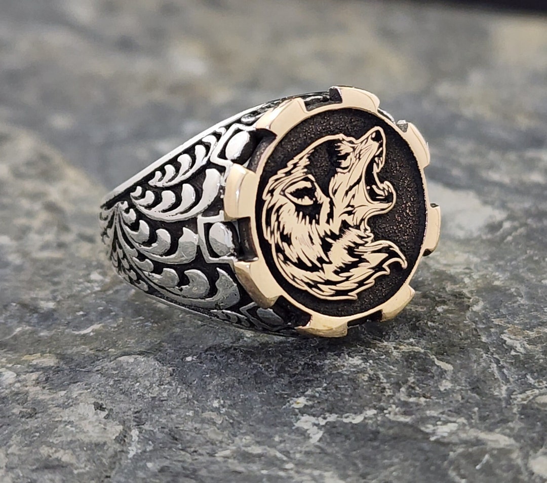 Turkic Ring With Alpha Wolf and Turkish Written on Top, 925 Sterling ...