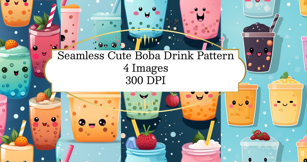 Seamless Cute Boba Drink Patterns - Etsy
