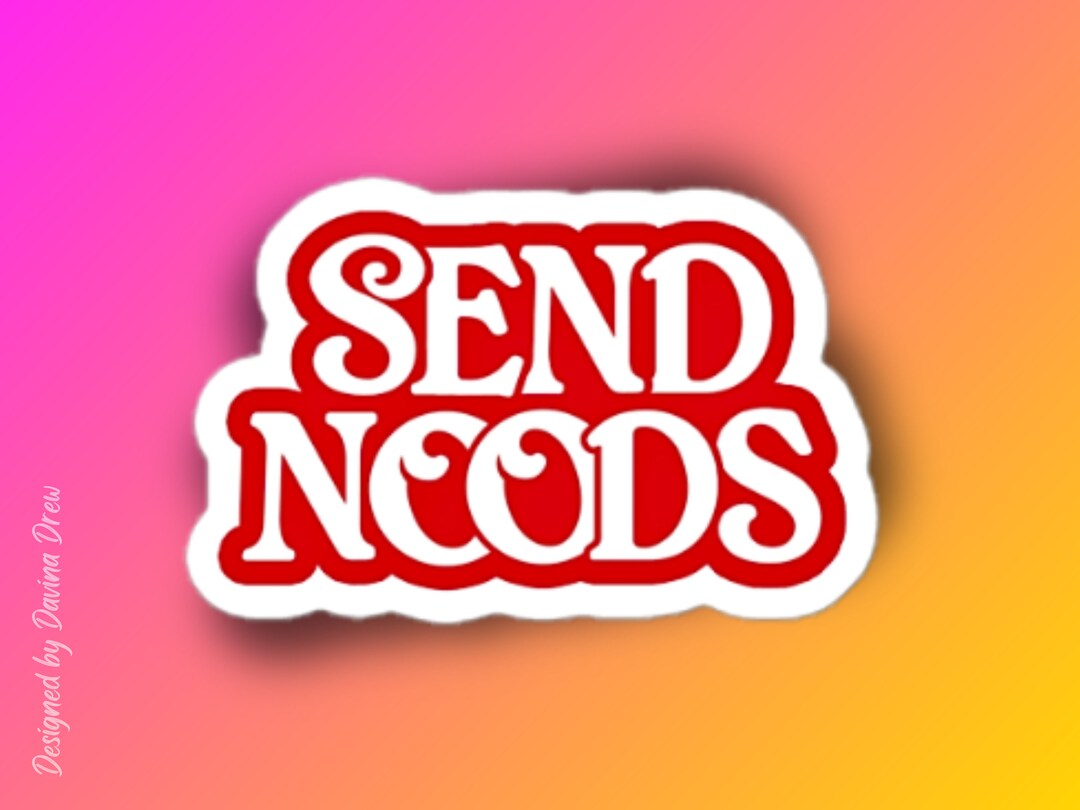 Send Noods Text Sticker Cup Noodle Logo Parody Laptop Sticker Ramen ...