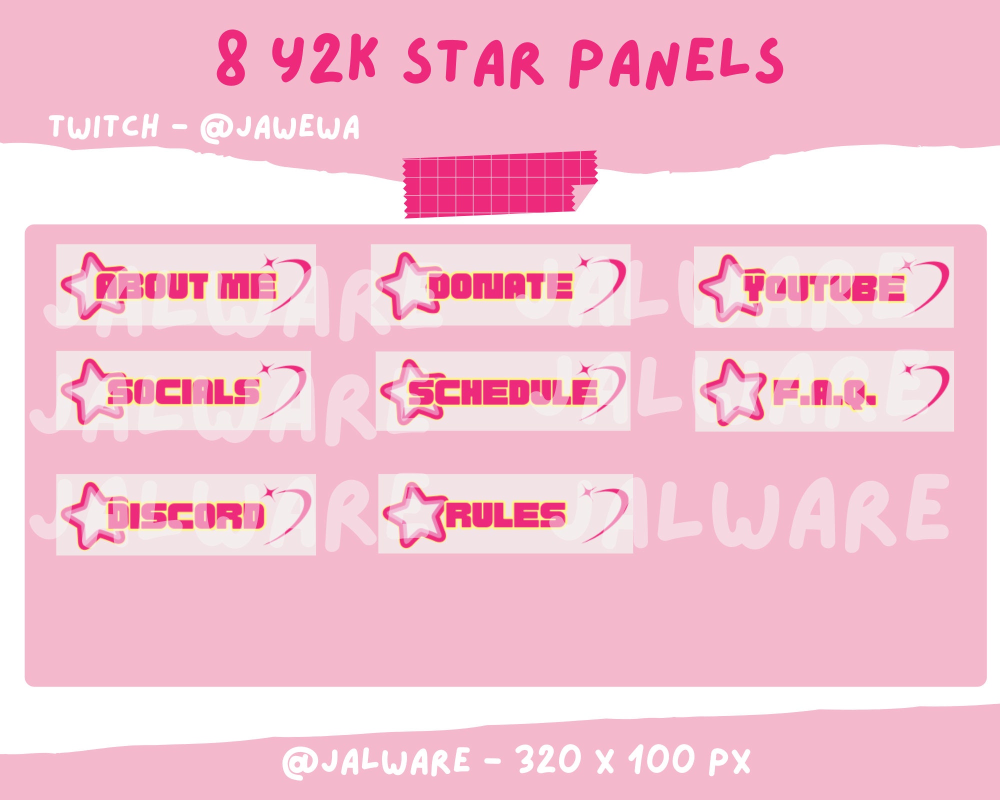8 Kawaii Y2K Pink Twitch Discord Panels Stream - Etsy