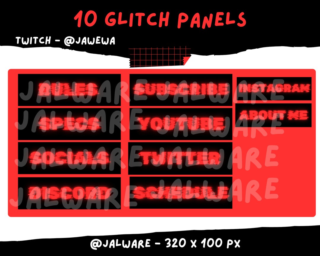 10 Glitch Red Black Twitch Panels Discord Neon Hacker Effect Stream - Etsy