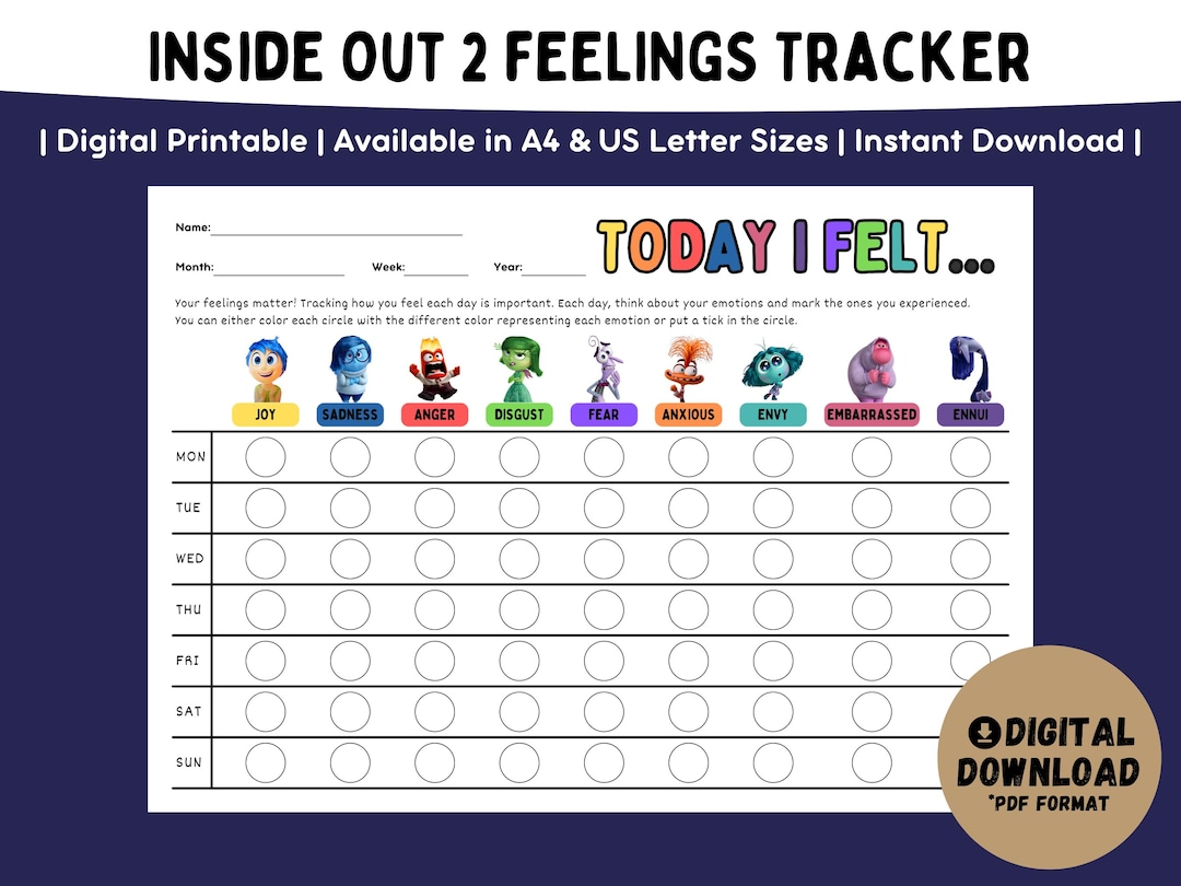 Inside Out 2 Feelings Tracker | Mood Emotions Tracker | Inside Out 2 ...