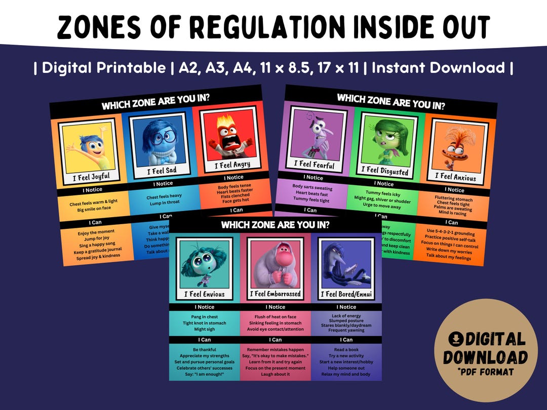 Zones of Regulation Inside Out Posters: Feelings Check-in (digital ...