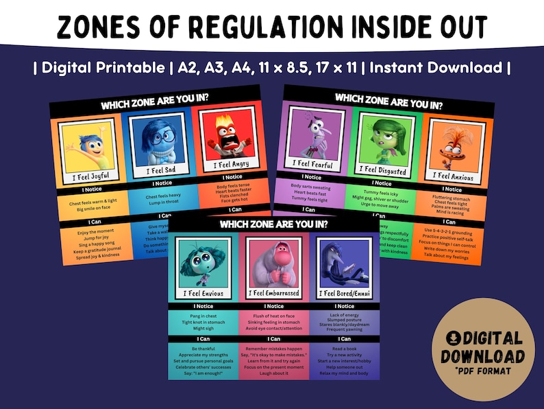 Zones of Regulation Inside Out Posters: Feelings Check-in (digital ...