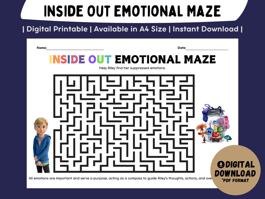 Inside Out 2 Activity Worksheet Inside Out Emotional Maze Suppressed ...