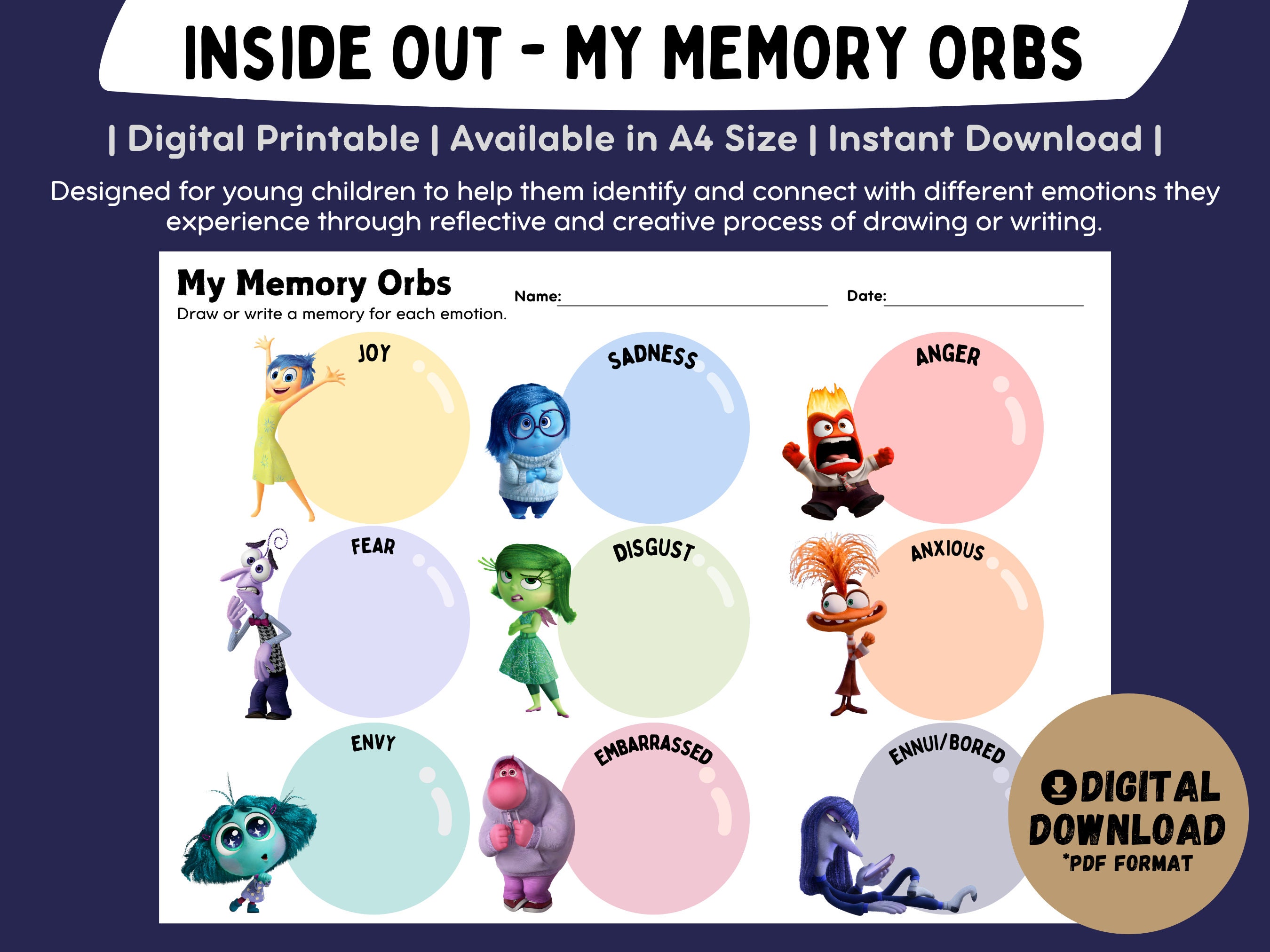 Inside Out 2 Activity Worksheet | My Memory Orbs | Emotional Memories ... Inside Out 2 Activity Worksheet | My Memory Orbs | Emotional Memories ...