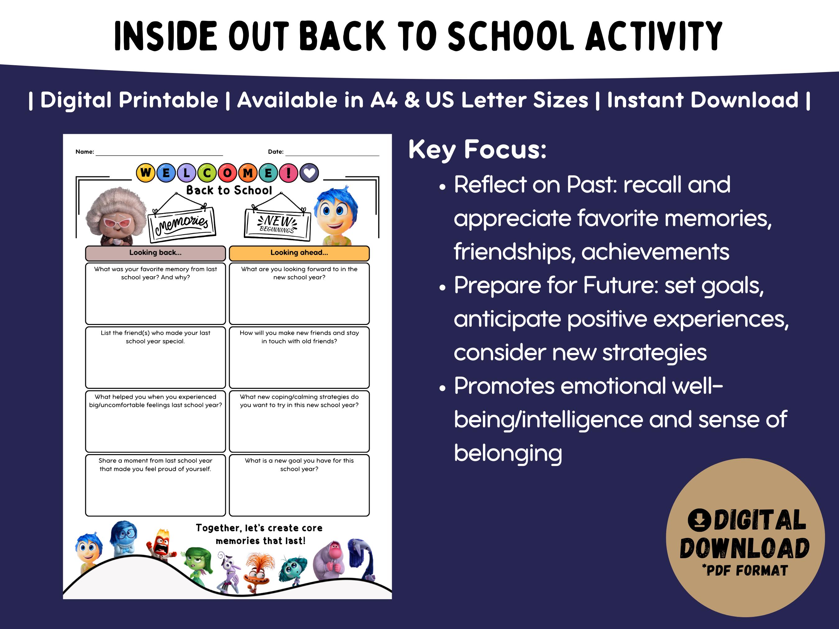Inside Out 2 Back to School Classroom Worksheet | Classroom Back to ...