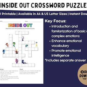 Inside Out 2 Activity Worksheet | Feelings Crossword Puzzle | Inside ...