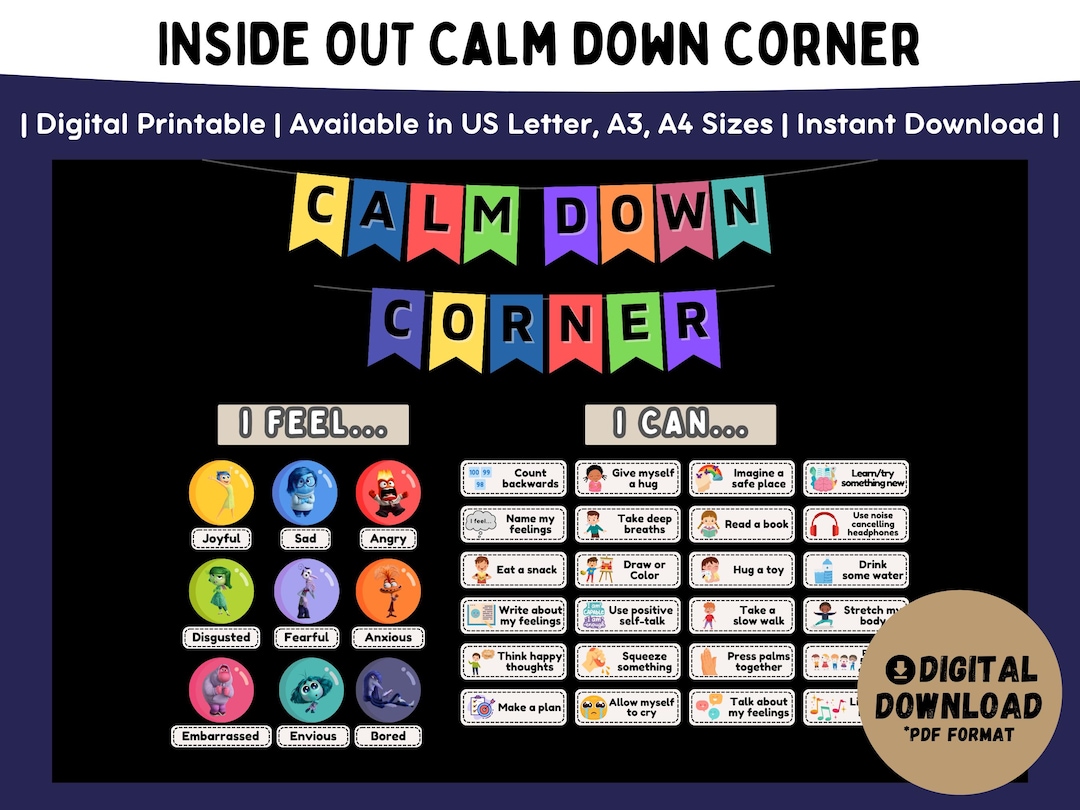 Inside Out Calm Down Corner | Inside Out Theme Bulletin Board | Back to ...