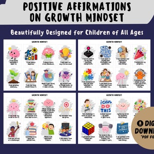 32 Growth Mindset Positive Affirmation Cards for Children Kids ...