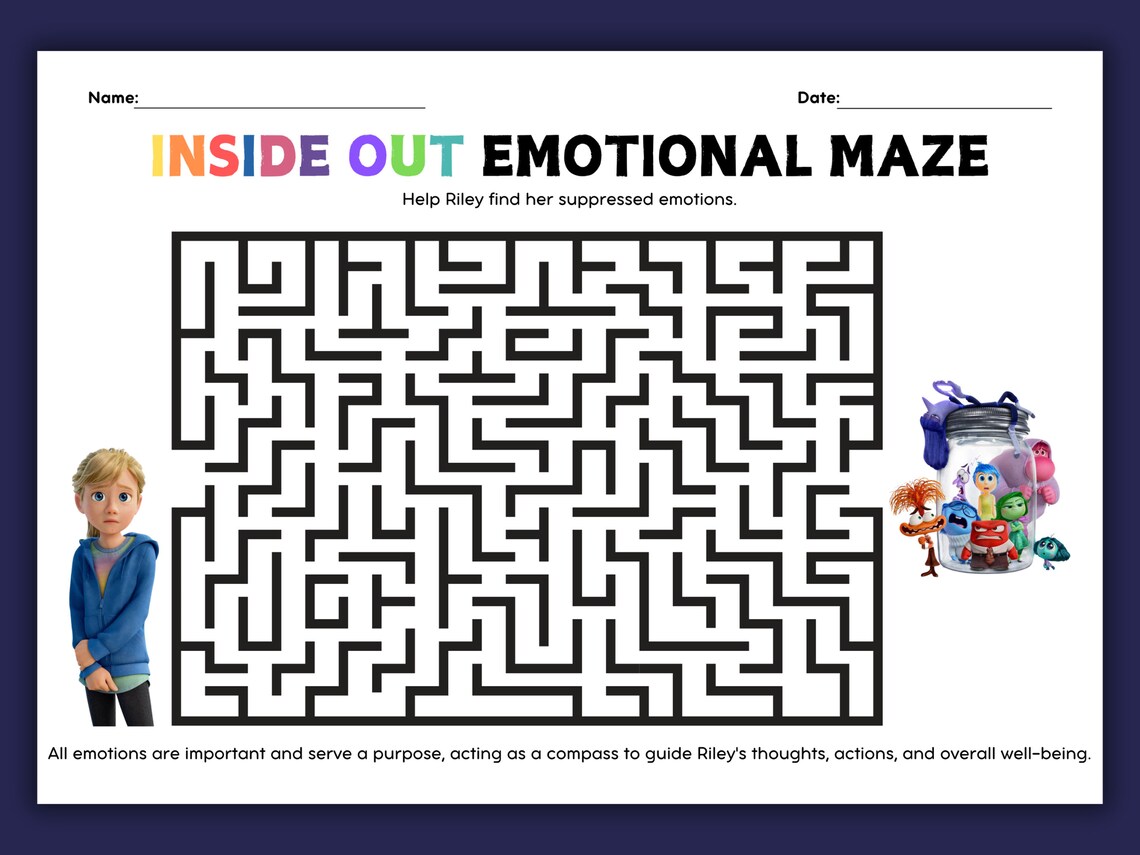 Inside Out 2 Activity Worksheet Inside Out Emotional Maze Suppressed ...
