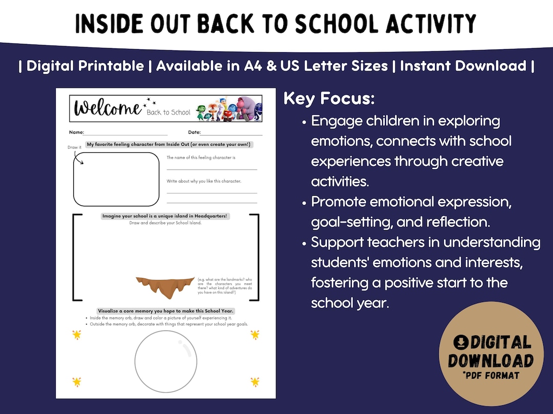 Inside Out 2 | Inside Out 2 Back to School Activity Worksheet | Inside ...