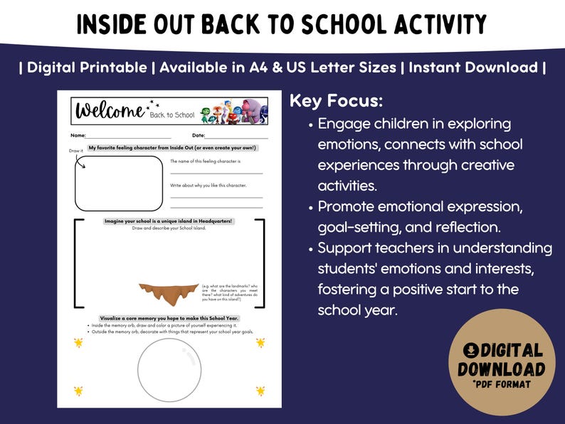 Inside Out 2 Inside Out 2 Back to School Activity Worksheet Inside Out ...