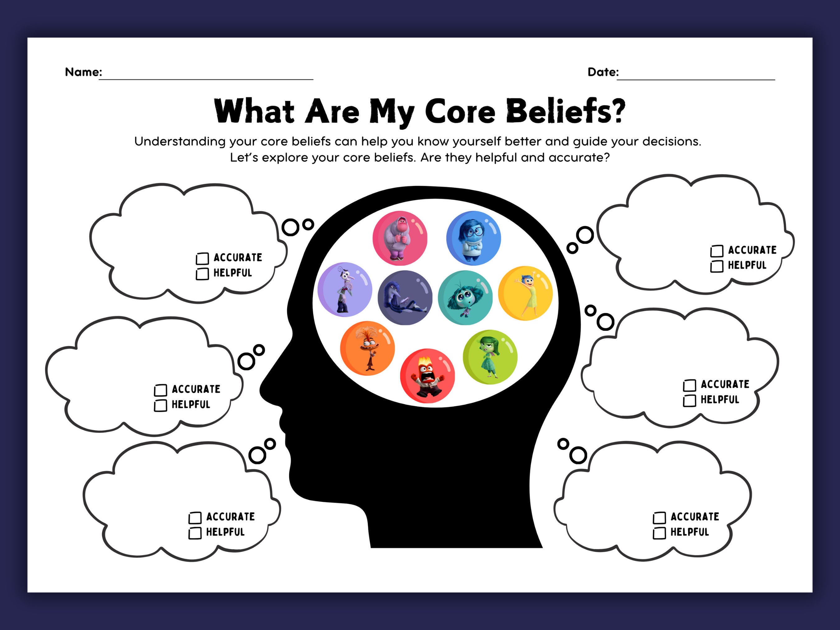 Inside Out 2 Activity Worksheet | What Are My Core Beliefs | Inside Out ...