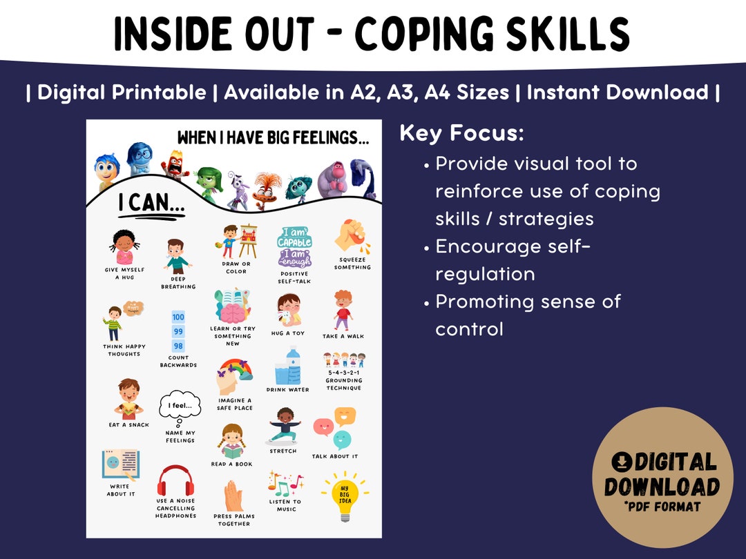 Inside Out 2 Feelings Coping Skills Poster | Coping Tools Coping ...