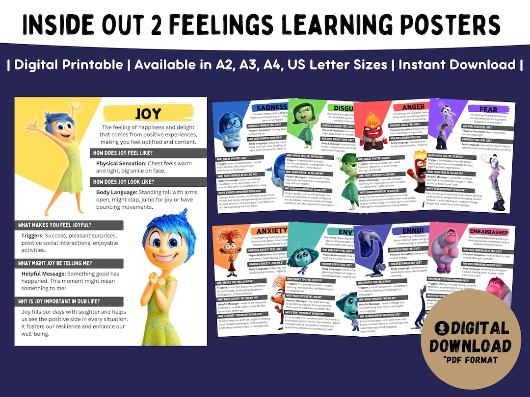 Inside Out 2 Feelings Posters: Classroom Lessons on Emotional Awareness ...