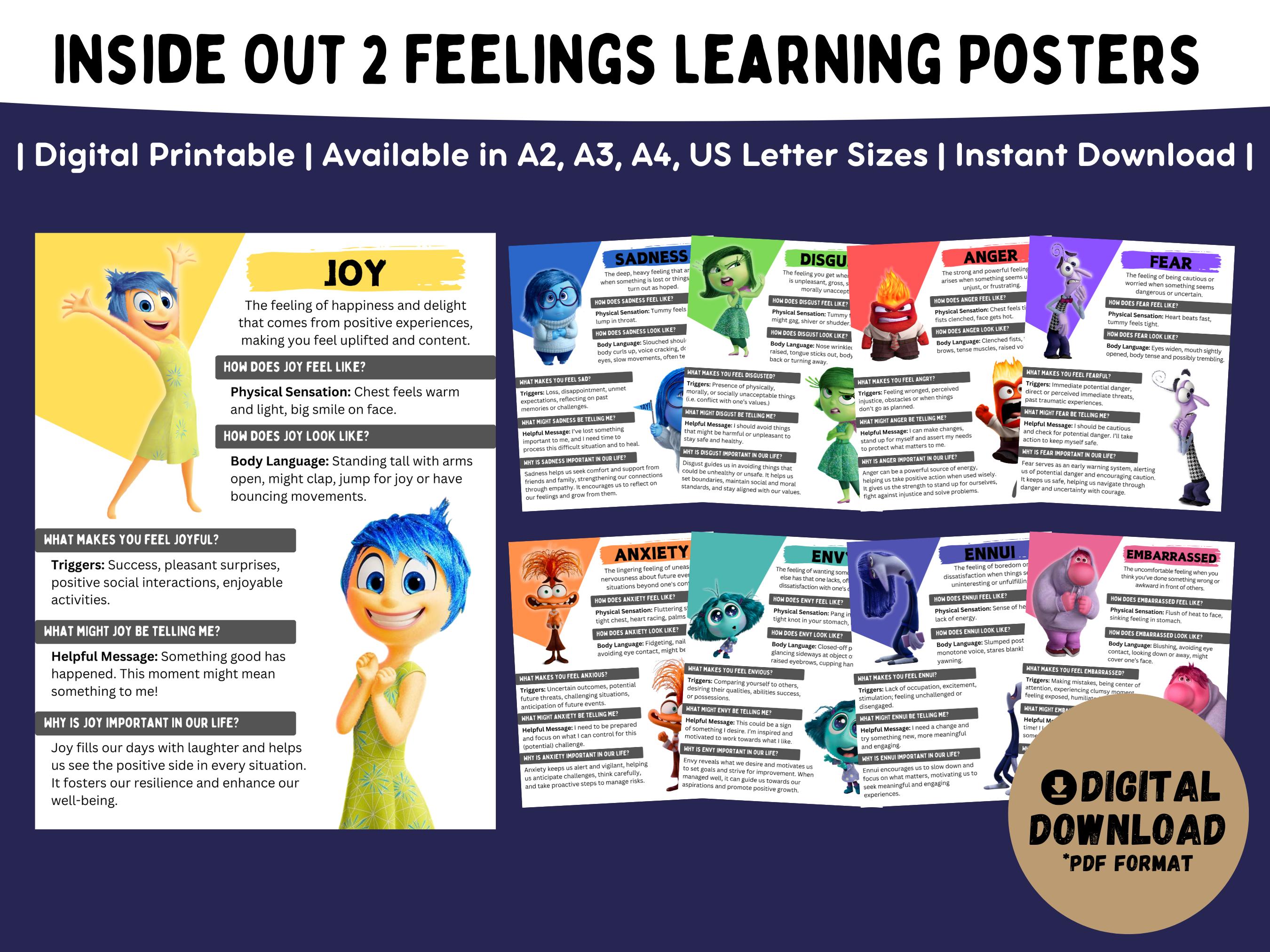 Inside Out 2 Feelings Posters: Classroom Lessons on Emotional Awareness ...