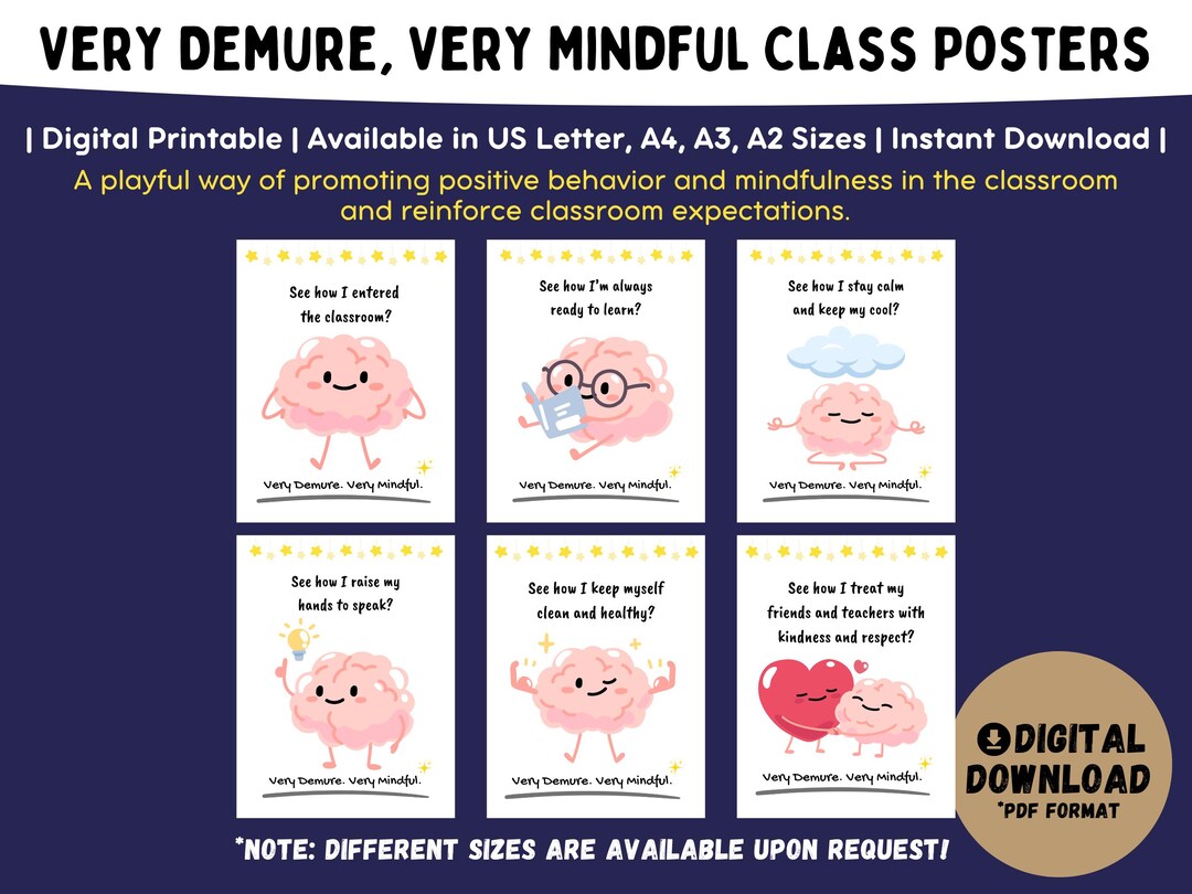 Very Demure, Very Mindful Classroom Decor Posters Classroom Bulletin ...