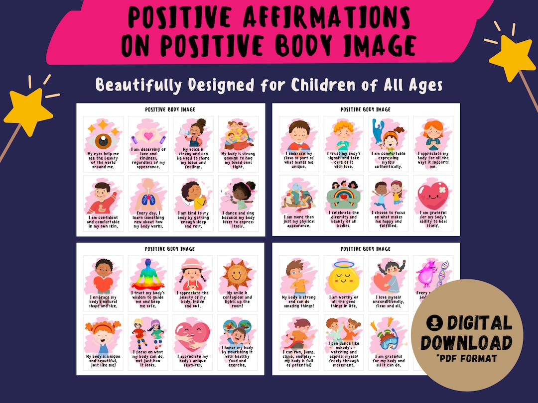 Positive Body Image Affirmation Cards for Kids (digital Printable) - Etsy