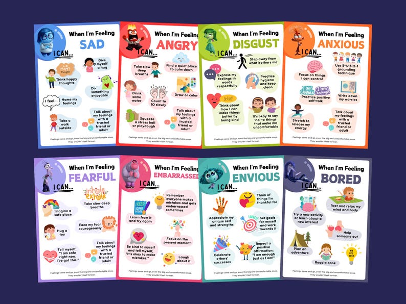 Inside Out 2 Feelings Posters: Emotional Regulation, Coping Skills ...