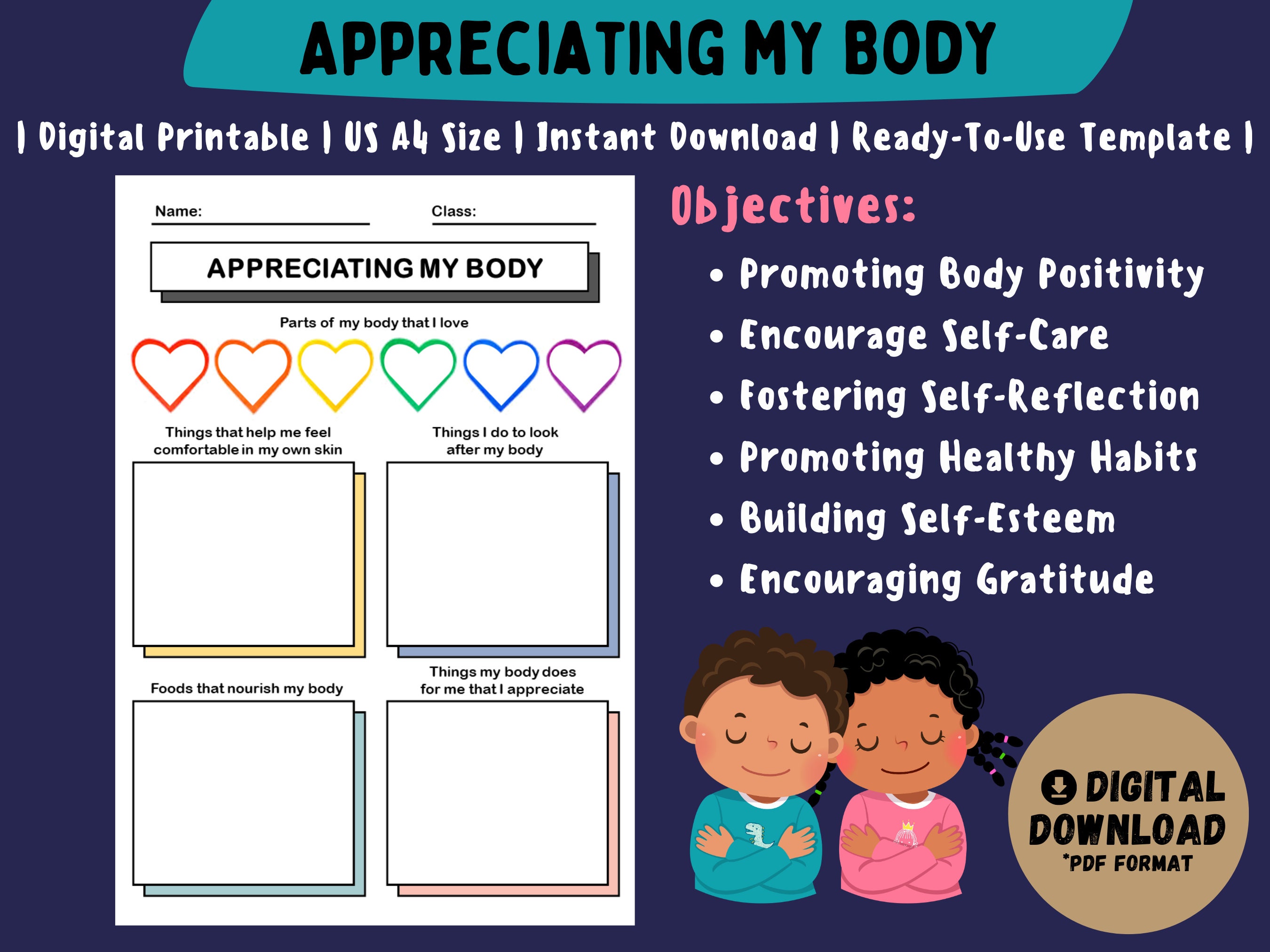 Body Positivity Positive Body Image for Children, Kids Body Acceptance ...