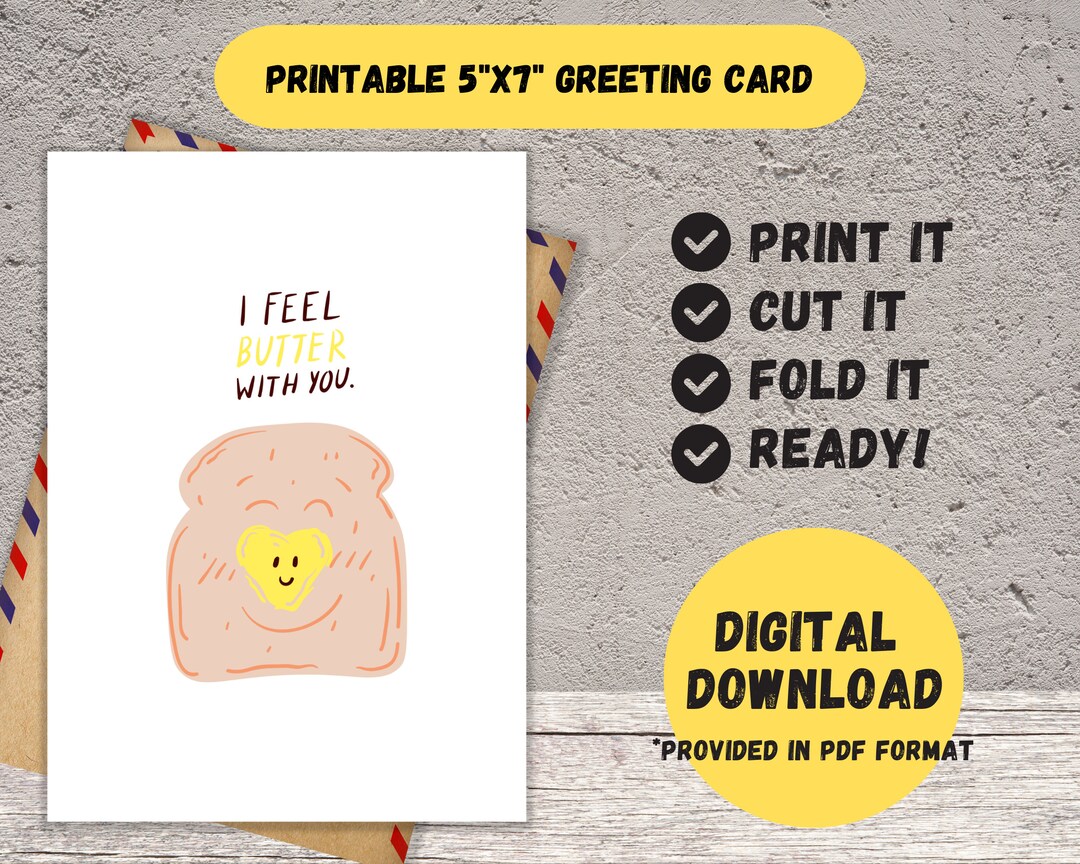 Butter With You Printable Appreciation Pun Card - Etsy