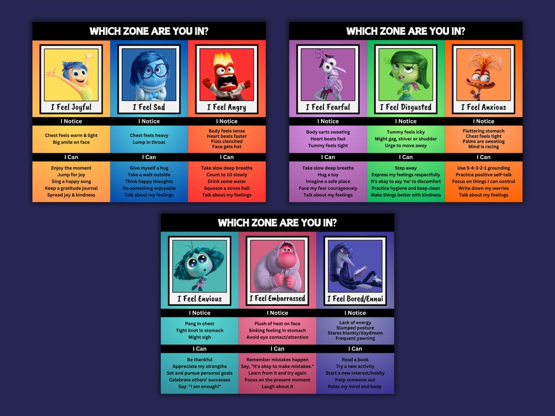 Zones of Regulation Inside Out Check-in Posters | ZOR Feelings Check-in ...