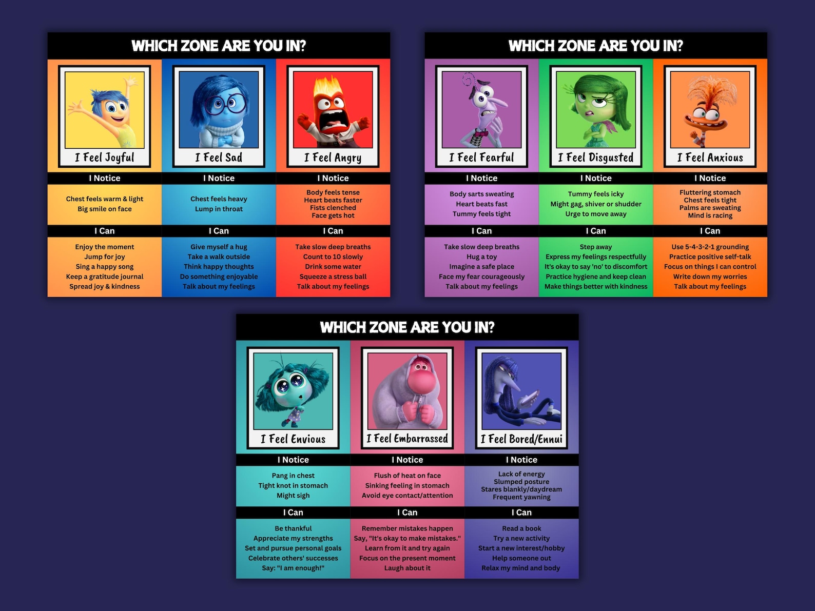 Zones of Regulation Inside Out Check-in Posters | ZOR Feelings Check-in ...