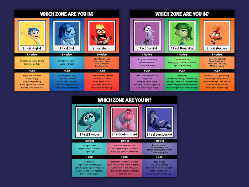 Zones of Regulation Inside Out Check-in Posters | ZOR Feelings Check-in Posters - Etsy UK
