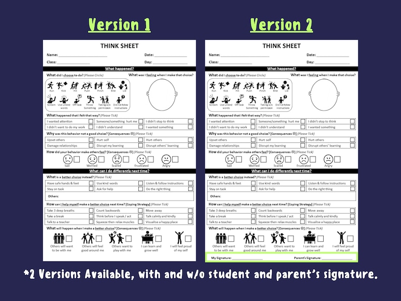 Restorative Justice Think Sheet: Behavior Reflection (digital Download ...