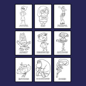 Inside Out Feelings Coloring Pages | Feelings Check-in Chart Colouring ...