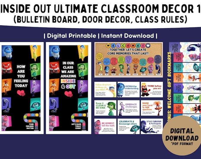 Inside Out Classroom Rules Posters: Back to School Bulletin Board Decor ...