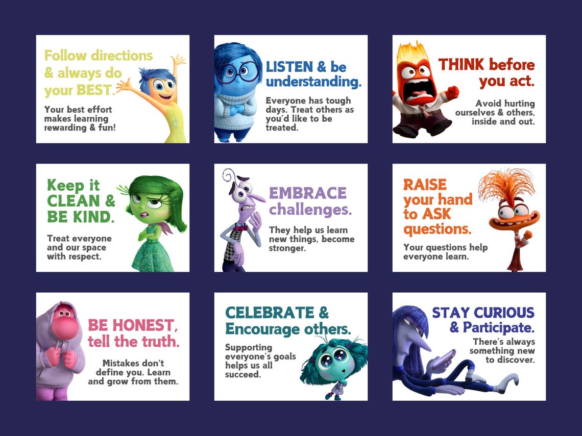 Inside Out Classroom Rules Posters: Back to School Bulletin Board Decor ...
