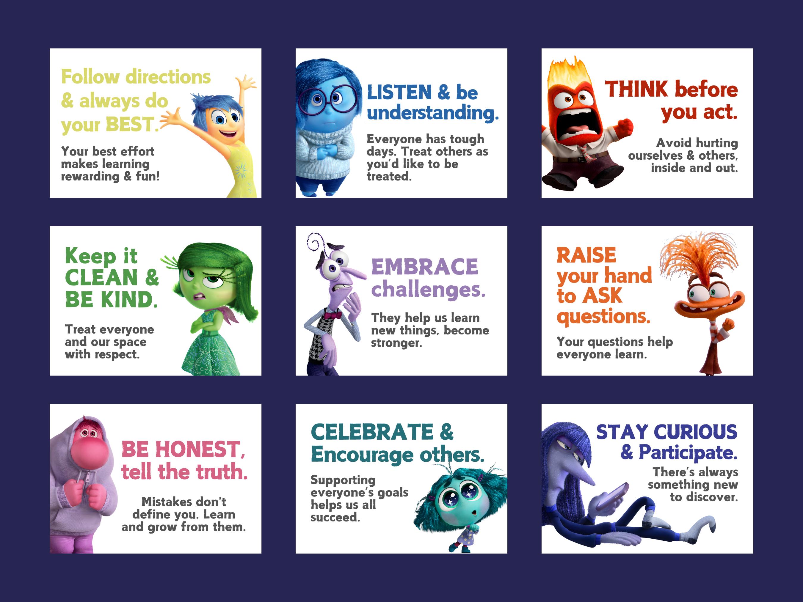 Inside Out Classroom Rules Posters: Back to School Bulletin Board Decor ...