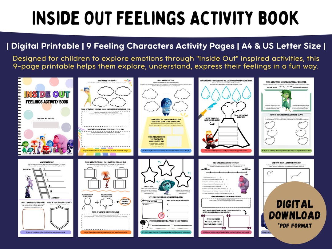 Inside Out 2 Feelings Activity Book: Social Emotional Learning (digital Printable) - Etsy