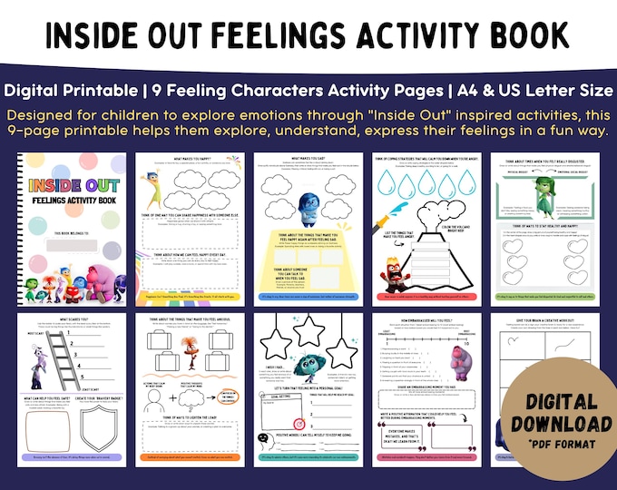 Inside Out Mental Health Therapy Worksheet for Kids Teen Journal School ...