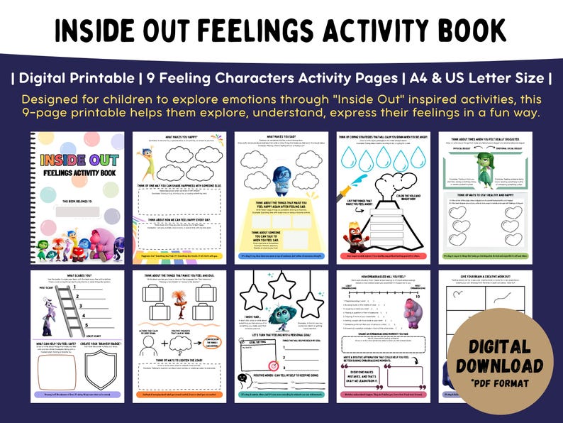 Inside Out Feelings Activity Workbook | Social Emotional Learning ...