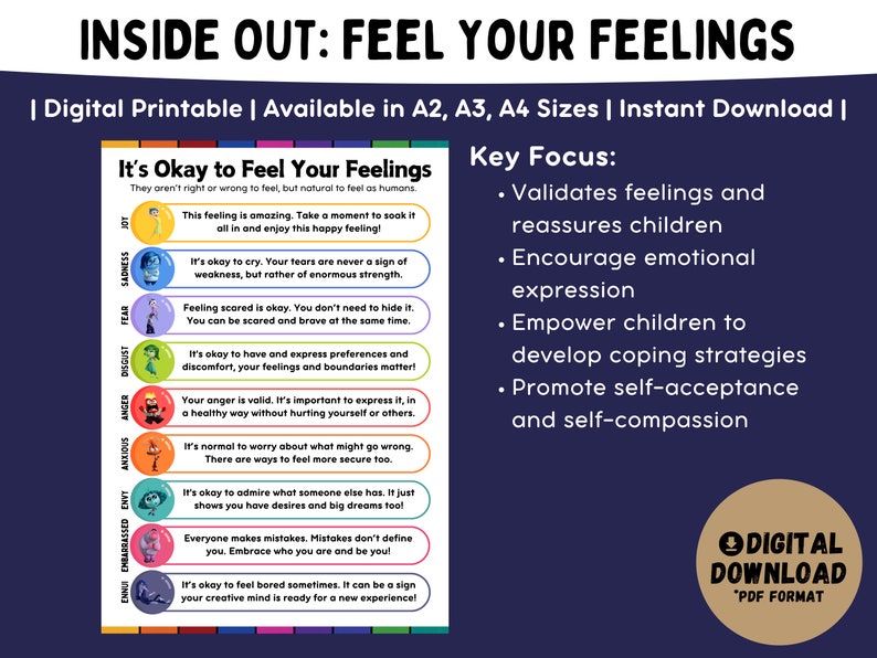 Inside Out 2 Feelings Poster: Calm Down Corner Bulletin Board Decor ...