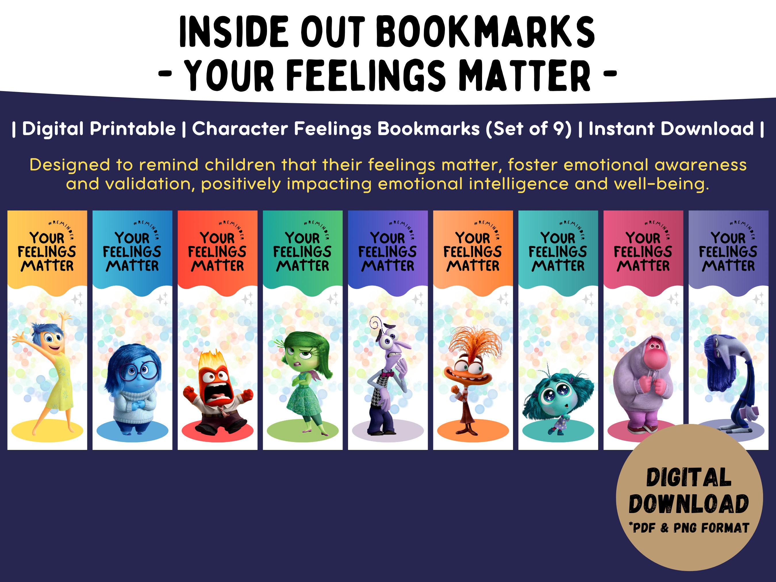 Inside Out 2 Bookmarks: Your Feelings Matter (digital Printable) - Etsy