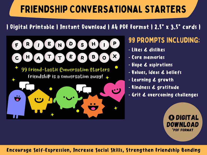 Friendship Conversational Starters Cards & Ice-breakers Game for ...